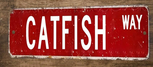 Catfish Way 4x12 Metal Wall Sign – Sign Junky