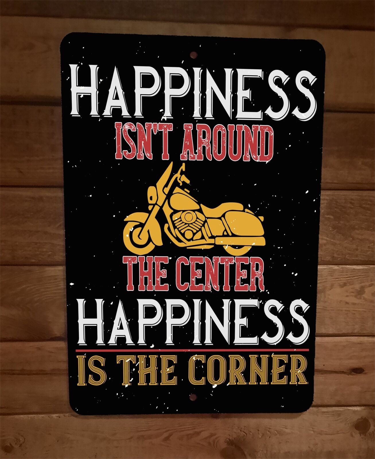 Happiness is The Corner Motorcycle 8x12 Metal Wall Sign Garage Poster ...
