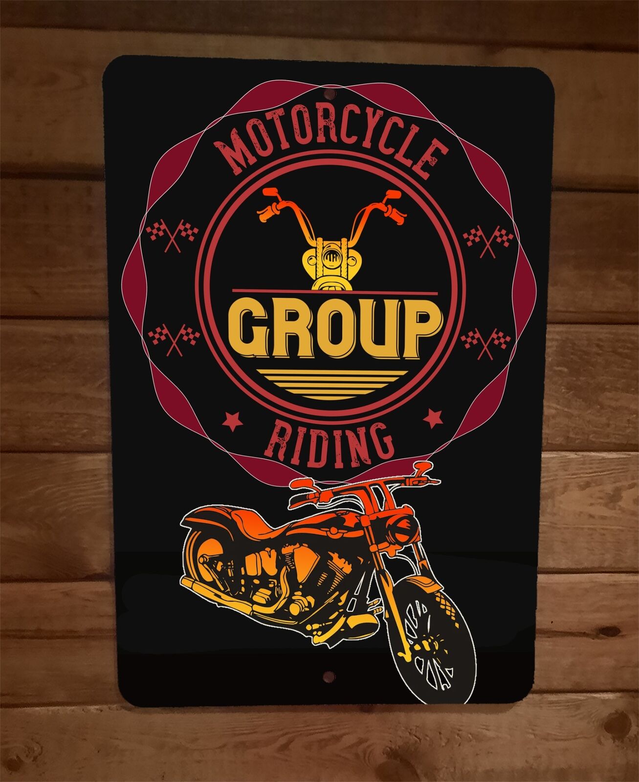 Motorcycle Group Riding 8x12 Metal Wall Sign Garage Poster – Sign Junky