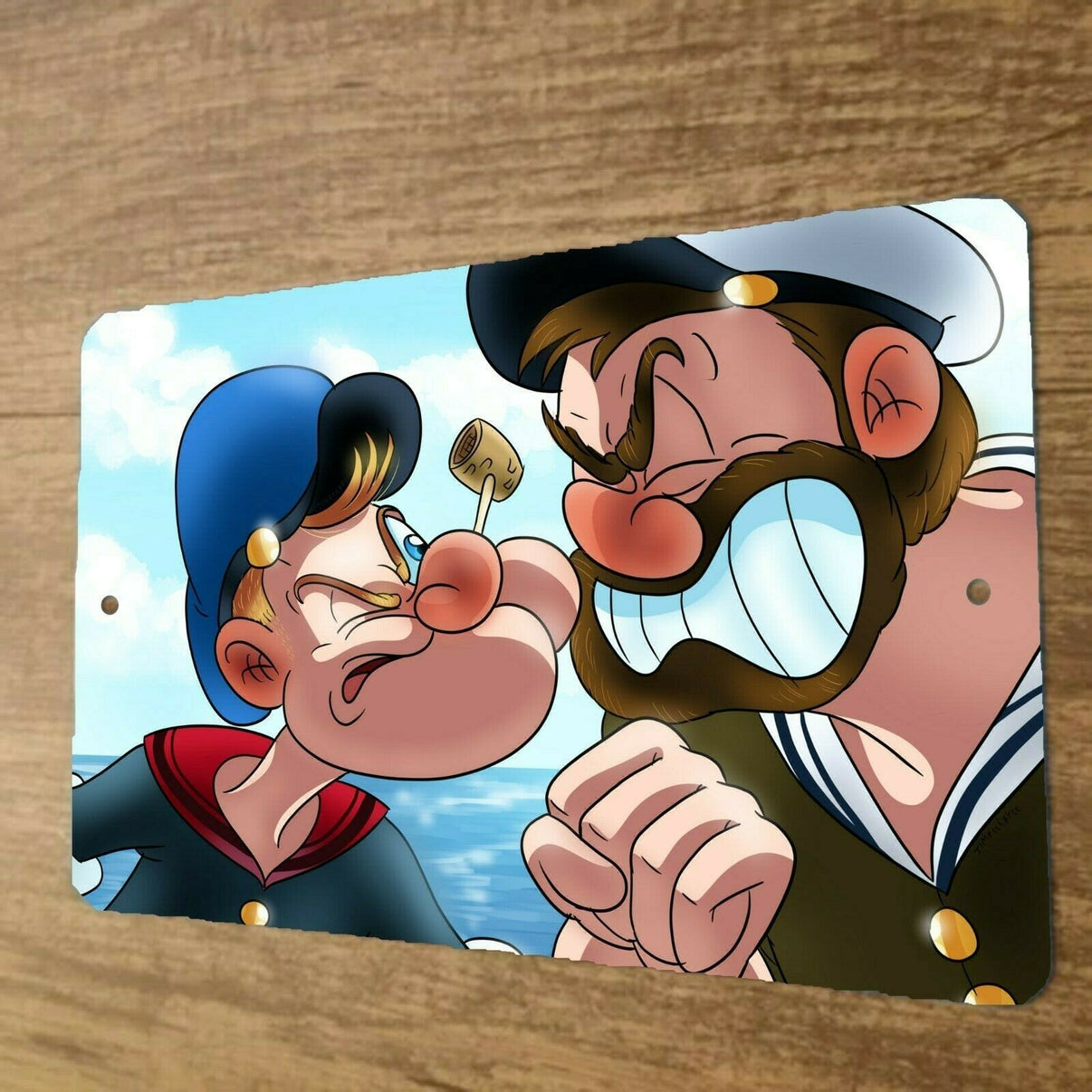 Popeye vs Bluto Artwork 8x12 Metal Wall Sign Classic Cartoon Misc Comi ...