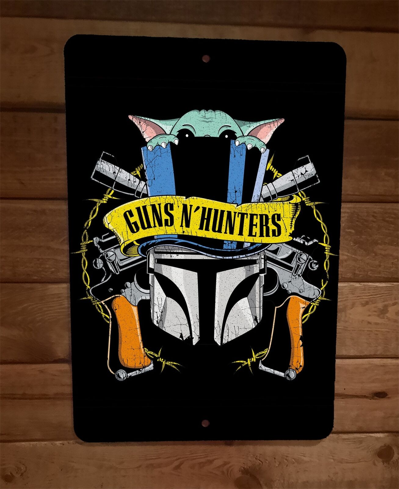 Guns and Hunters Bounty Roses Mandalorian 8x12 Metal Wall Sign – Sign Junky