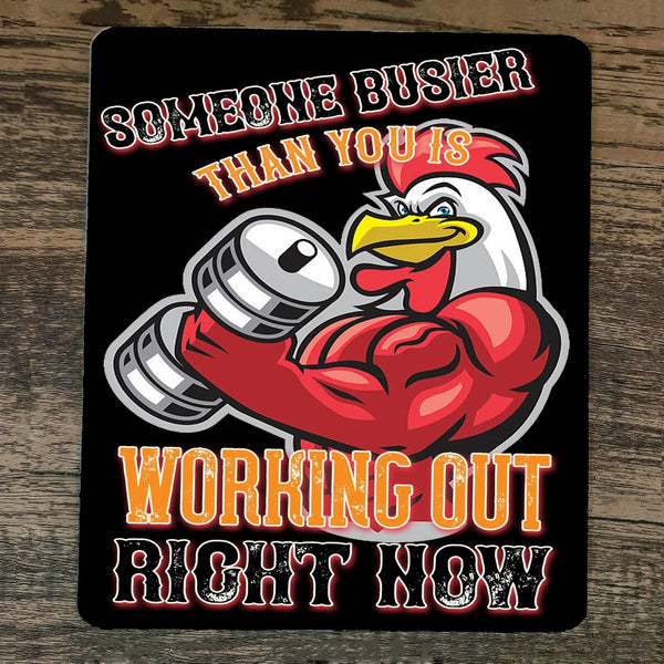 Motivational Rooster Mouse Pad with Workout Quote – Sign Junky